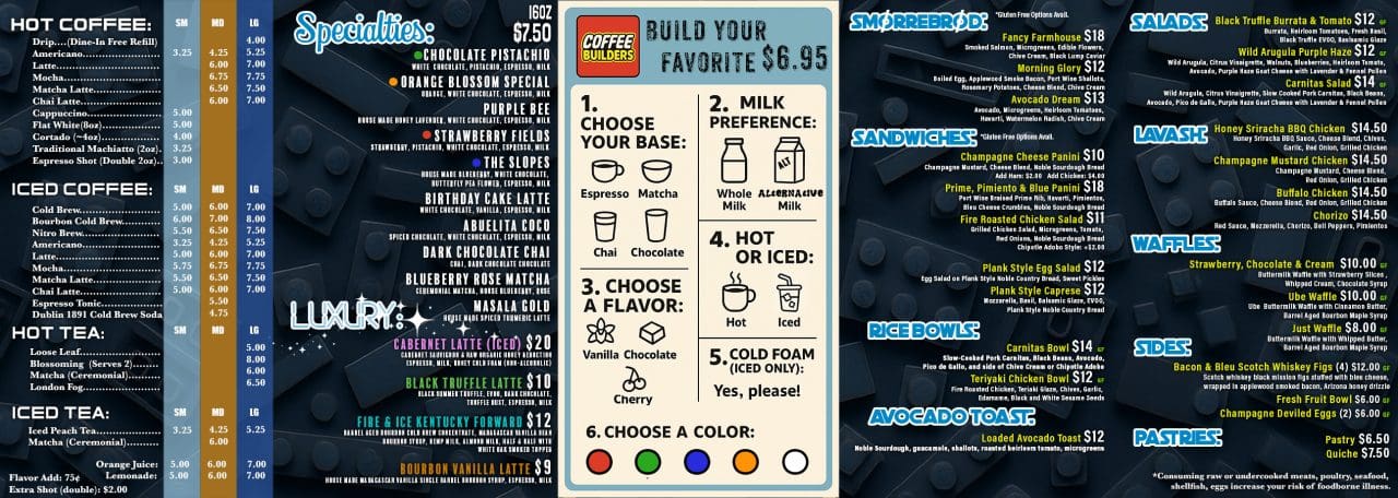 Menu | The Coffee Builders - Phoenix, AZ